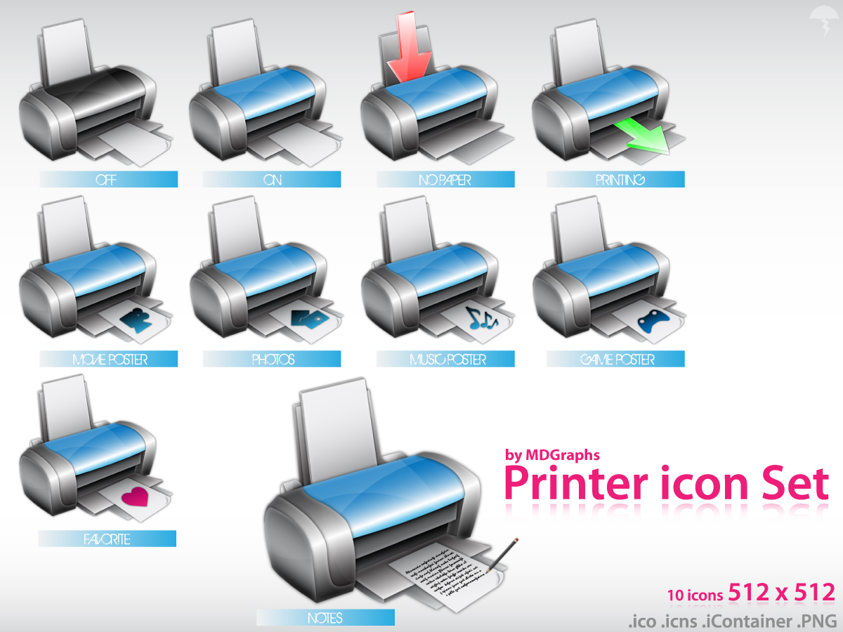 Printer icon set by MDGraphs on DeviantArt