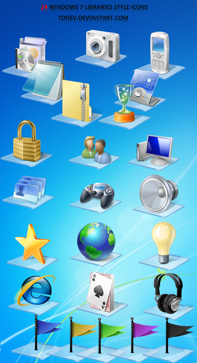 Windows 7 Libraries icons by tonev on DeviantArt