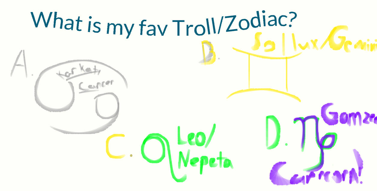 what is my fave Troll/Zodiac? by GalaxyStarOfTheWorld on DeviantArt