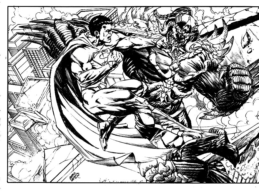 Superman vs Doomsday Inked by turtleart97599 on DeviantArt