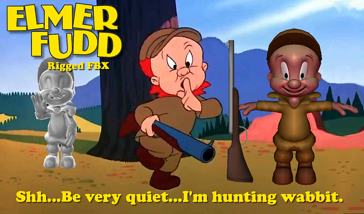 Elmer Fudd - Wabbit Hunting V1 (FBX OBJ Download) by Honorsoft on ...
