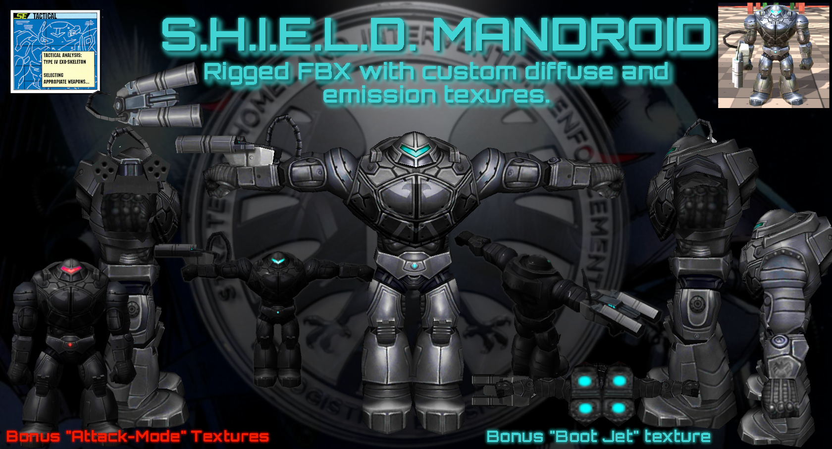 SHIELD Mandroid Updated 1 - Rigged (BLEND, FBX DL) by Honorsoft on ...