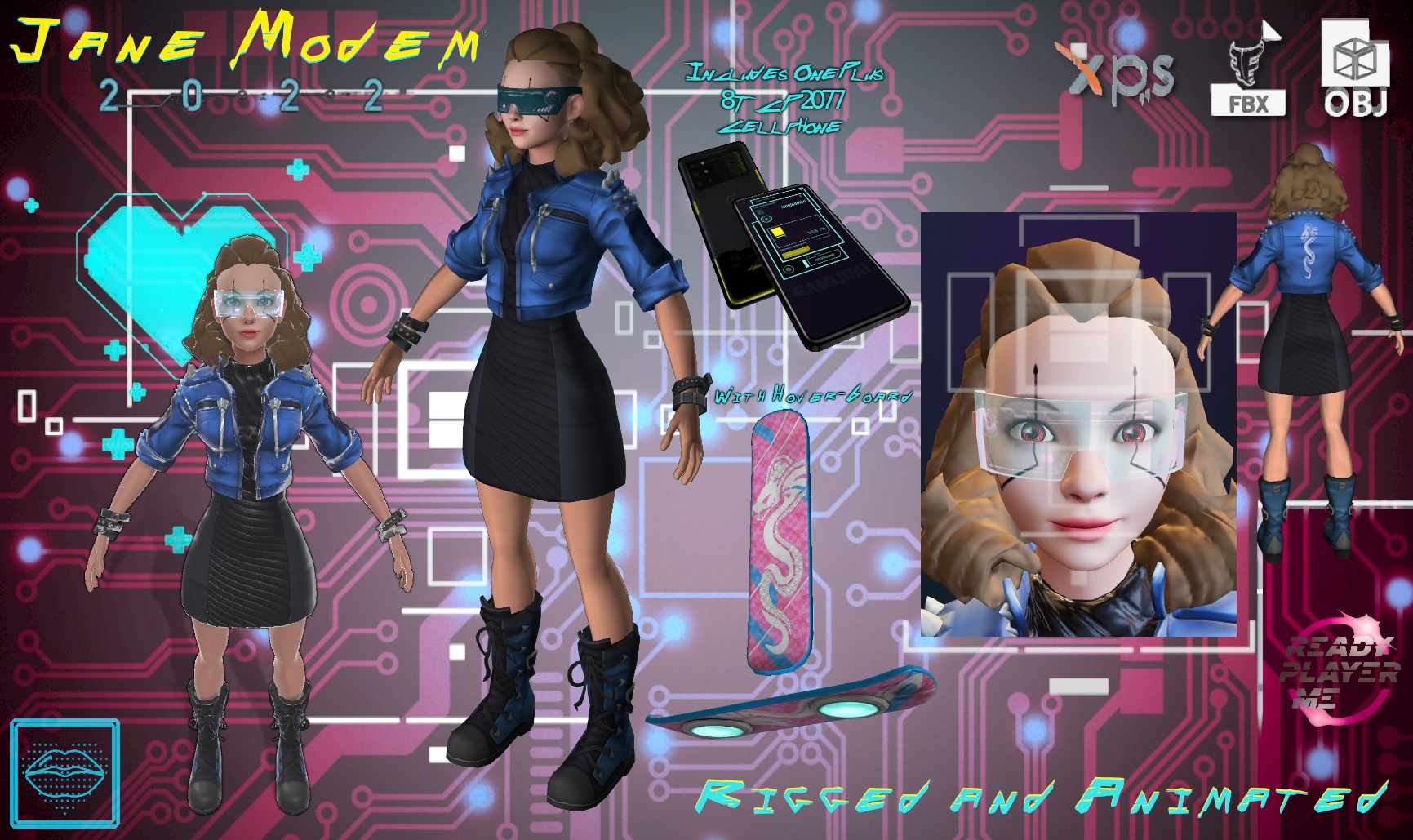Cyberpunk 'Jane Modem' Pack (FBX XPS OBJ) DOWNLOAD by Honorsoft on ...