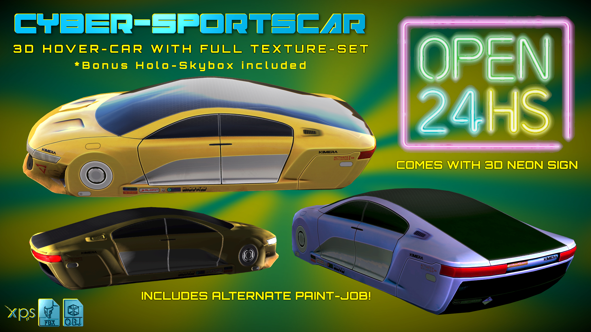 Cyber-Sportscar Pack (FBX XPS OBJ) DOWNLOAD by Honorsoft on DeviantArt
