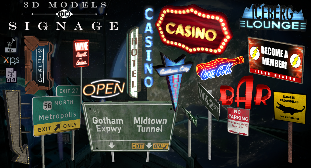 DC Signage Volume 1 (FBX XPS OBJ) DOWNLOAD by Honorsoft on DeviantArt