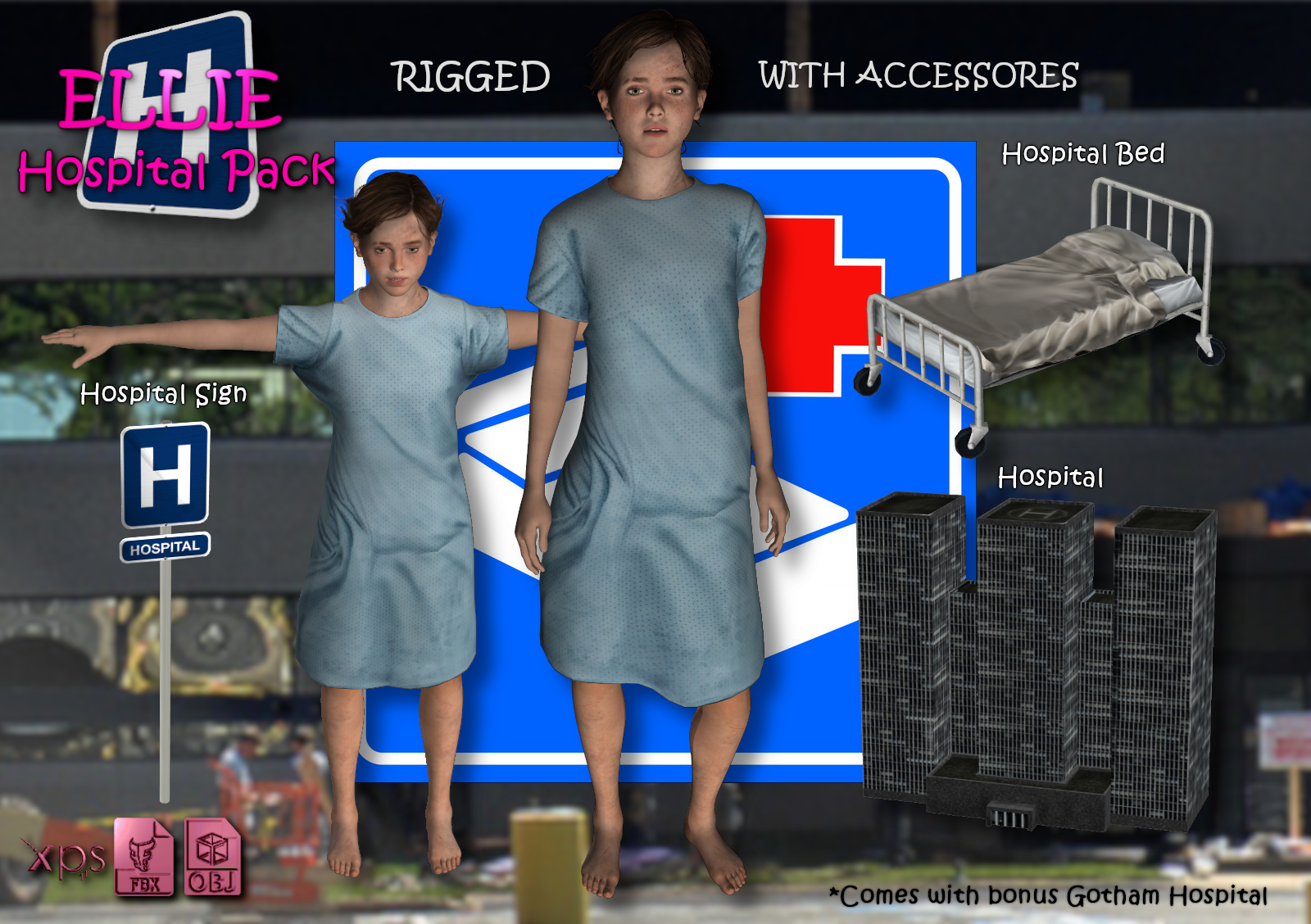 Ellie: Hospital Pack (OBJ FBX XPS) DOWNLOAD by Honorsoft on DeviantArt