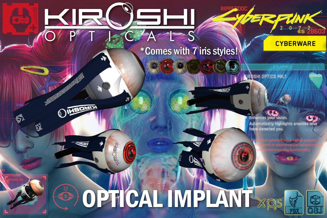 Kiroshi Ocular Eye Implant Remake (XPS FBX OBJ) DL by Honorsoft on ...