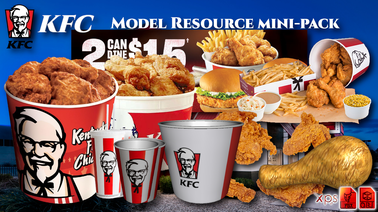 KFC Models-Textures Pack 1(OBJ FBX XPS) DOWNLOAD by Honorsoft on DeviantArt