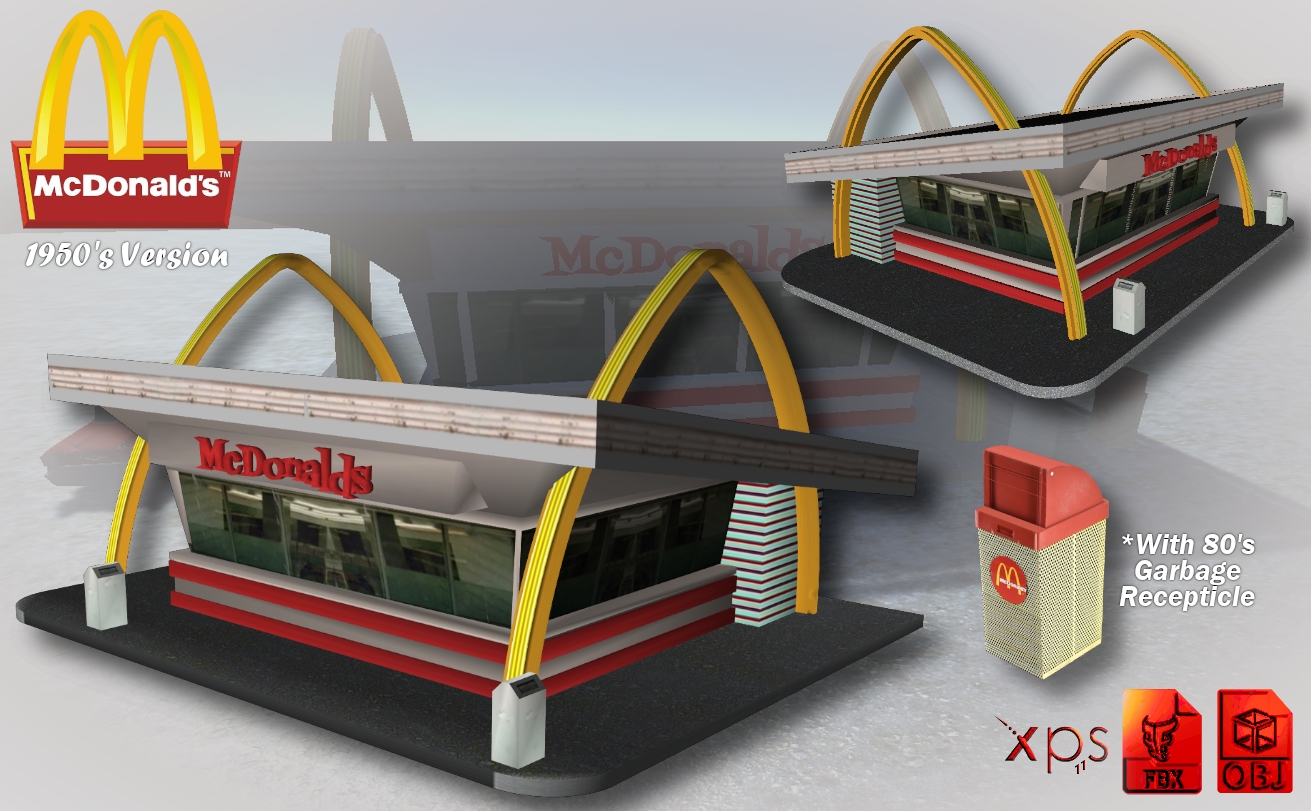 McDonald's 1950s Restaurant (OBJ FBX XPS) DOWNLOAD by Honorsoft on ...