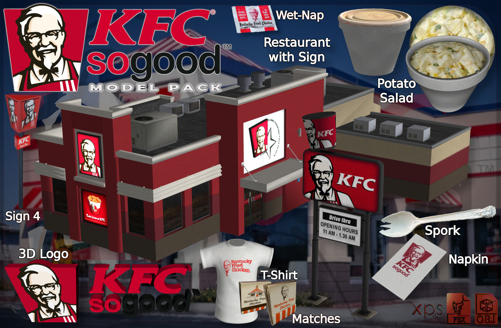 KFC Model Pack 2 (FBX XPS OBJ) DOWNLOAD by Honorsoft on DeviantArt
