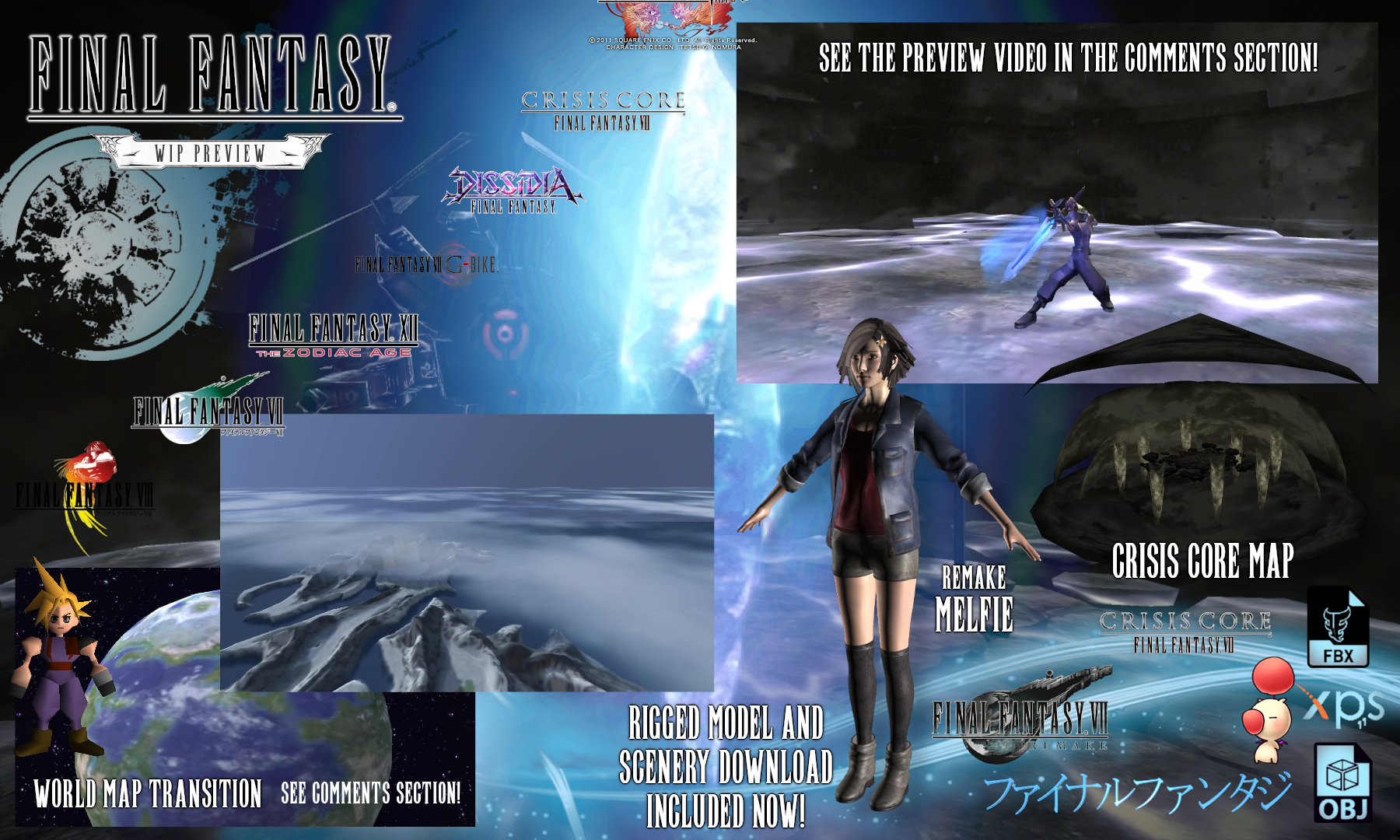 Final Fantasy WIP Preview Pack (FBX XPS OBJ) DL by Honorsoft on DeviantArt