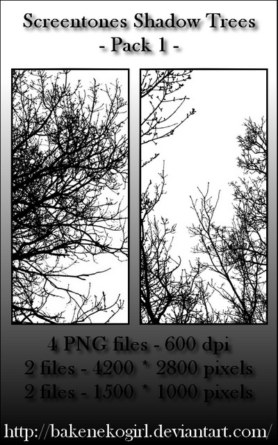 Screentones Shadow Trees - Pack 1 by bakenekogirl on DeviantArt