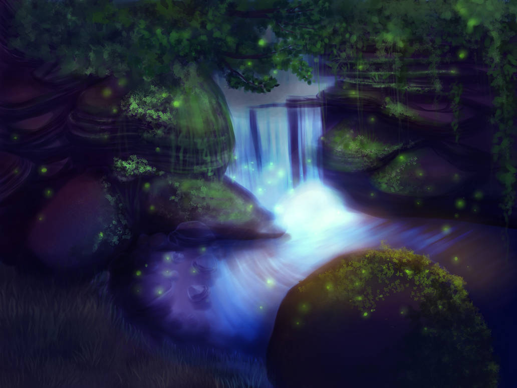Waterfall NIGHT by Ailantan on DeviantArt