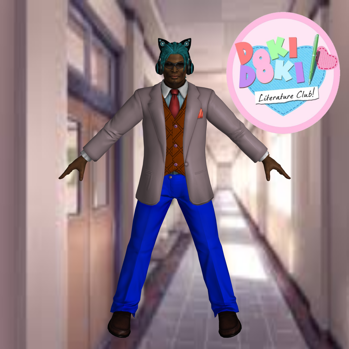 zack as MC from doki doki complete by PwN3Rship on DeviantArt