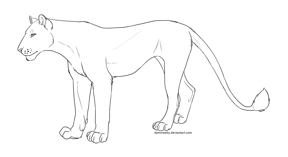 Free Lioness Lineart (png+paint update) by DemiReality on DeviantArt