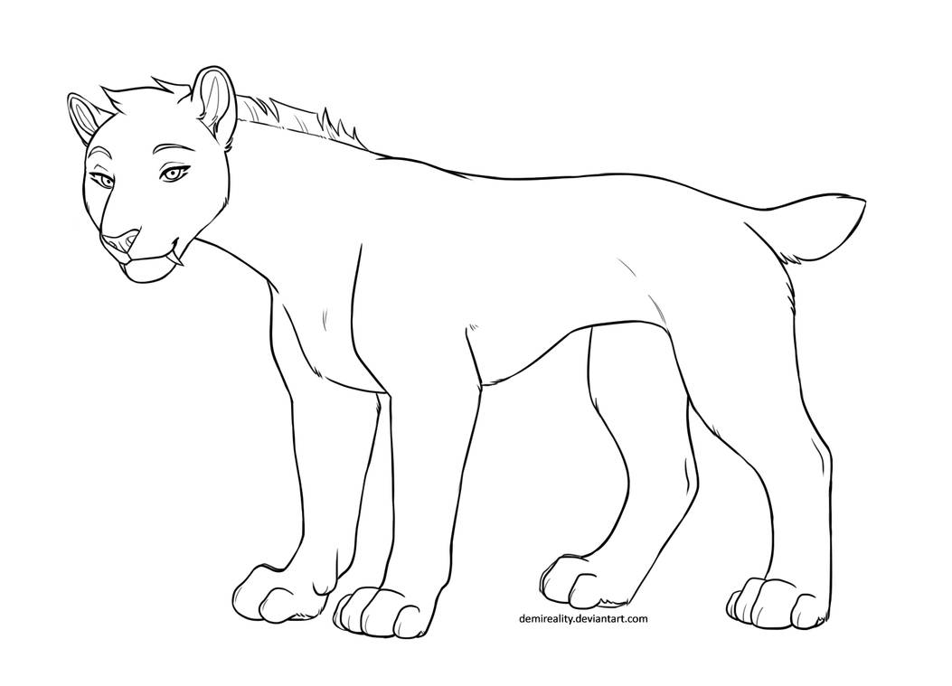 Free Smilodon Lineart (png+paint update) by DemiReality on DeviantArt