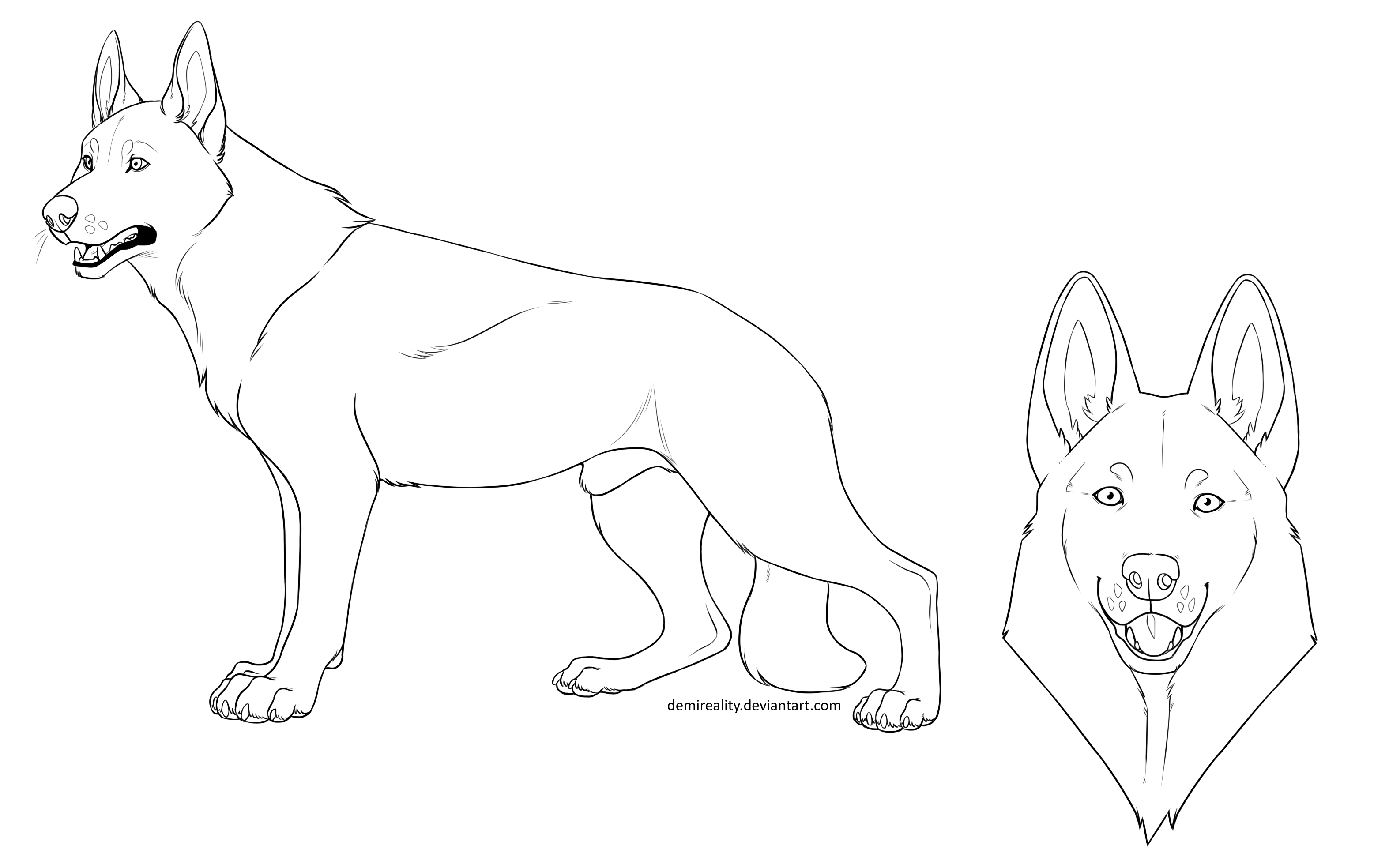 Free German Shepherd Lineart (png+paint update) by DemiReality on ...