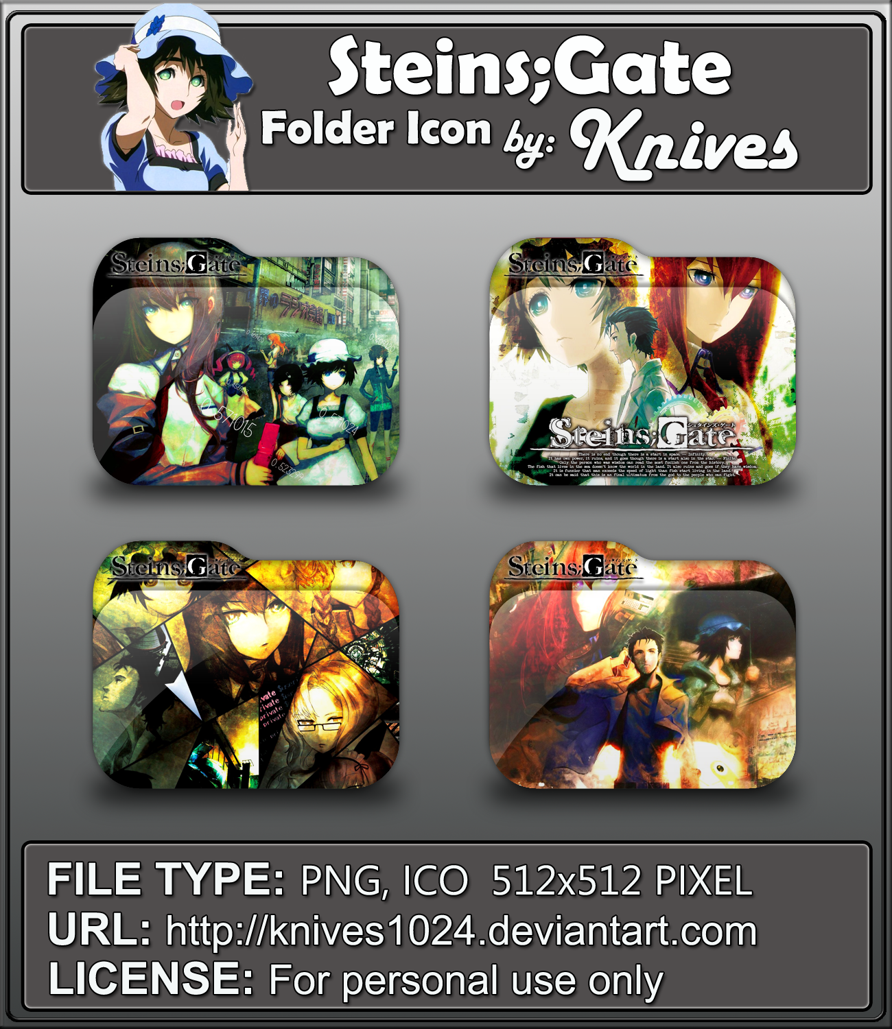 Steins,Gate Anime Folder Icon by Knives by knives1024 on DeviantArt