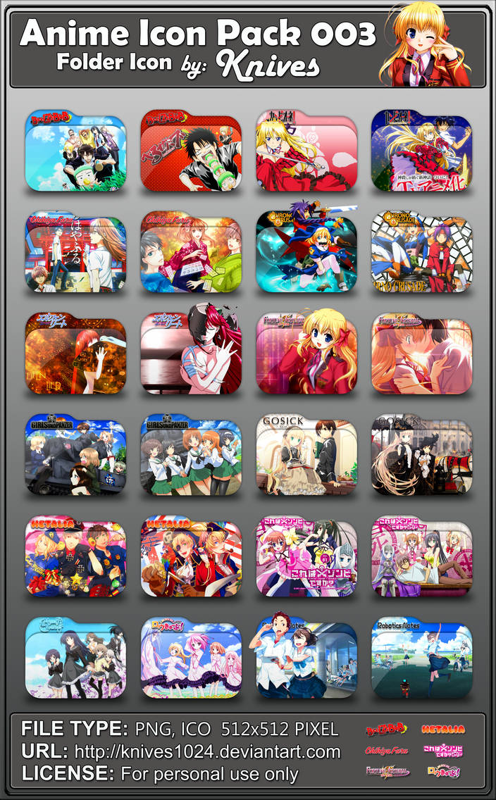 Anime Folder Icon Pack 003 by Knives by knives1024 on DeviantArt