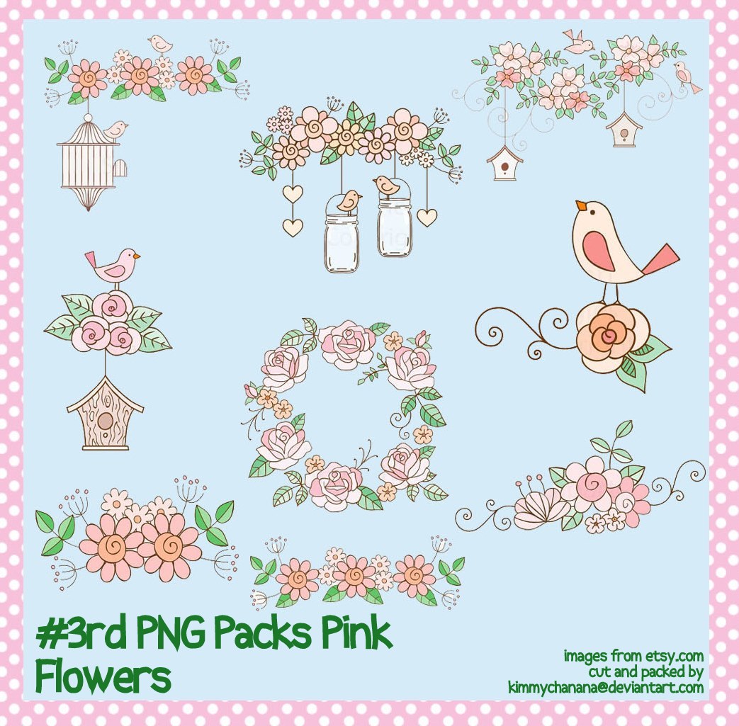 Pink flower PNG packs by Kimmychanana on DeviantArt