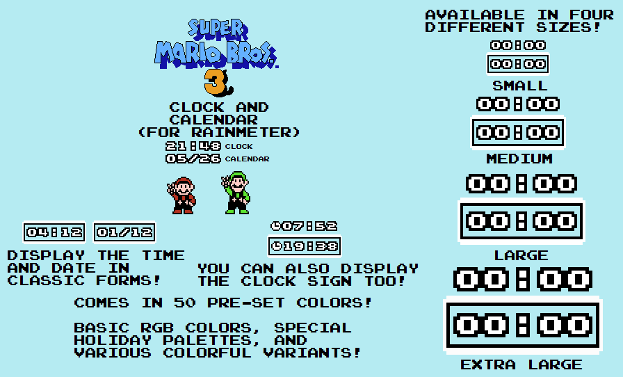 SMB3 Clock and Calendar (For Rainmeter) by TheWolfBunny64 on DeviantArt