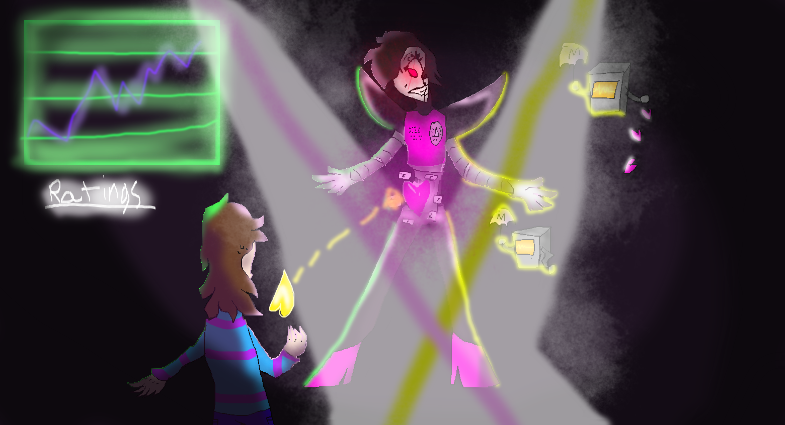 Fight with Mettaton by moonlitegem on DeviantArt