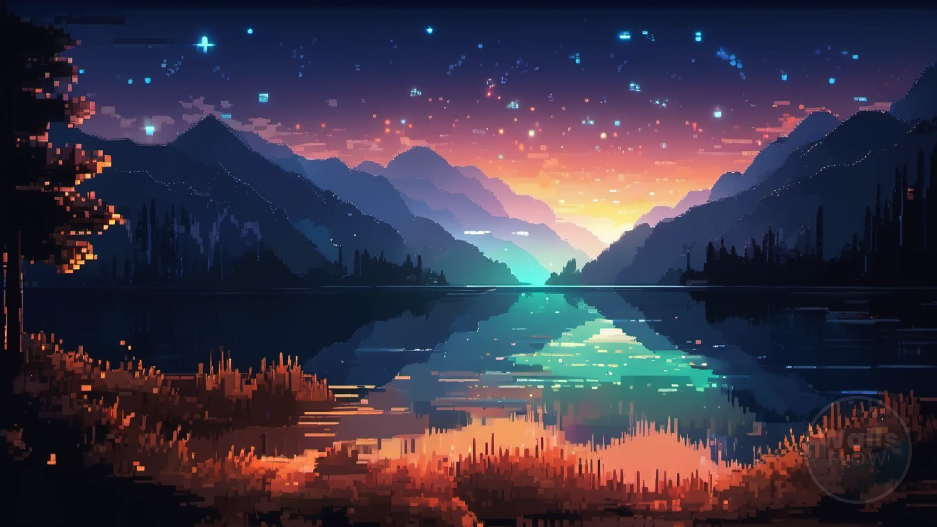 Stellar Reflections in a Pixelated Sunset by Wallsflow on DeviantArt