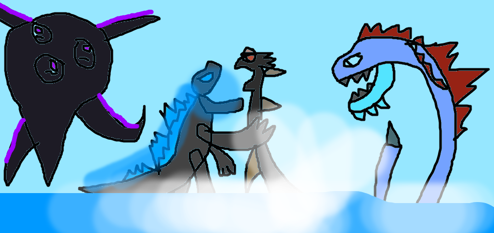 godzilla fights 3 titans in the ocean by woahcrashbandicoot on DeviantArt