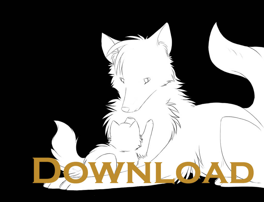 Wolf and cat lineart by cristal-wolf94 on DeviantArt