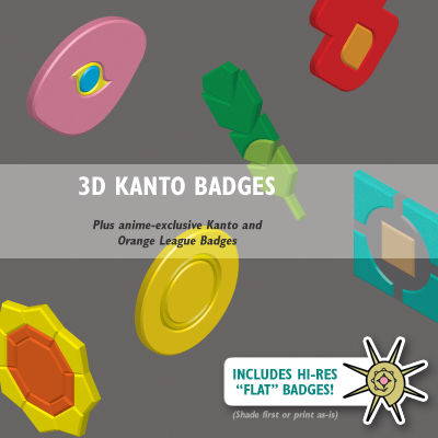 Free 3D Kanto Badges (w/ pre-Johto anime Badges) by icycatelf on DeviantArt