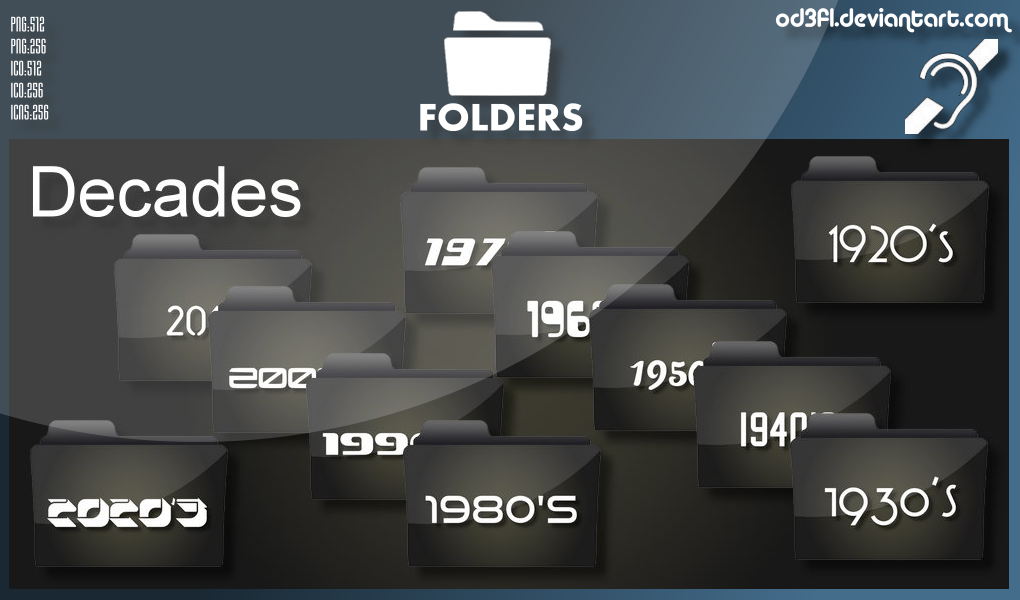 Decade Folders 1920s-2020s by od3f1 on DeviantArt