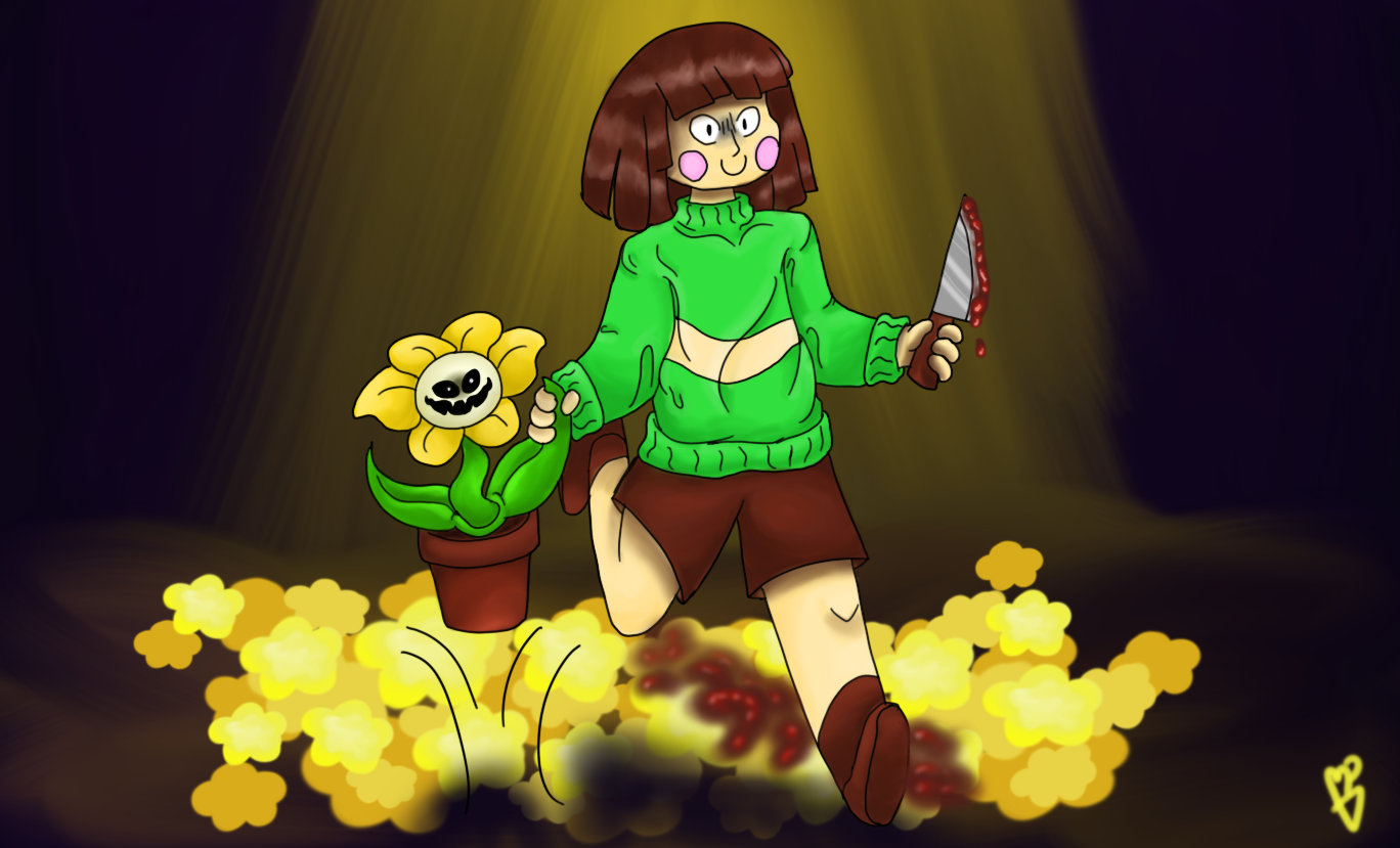 Chara and Flowey BFFs - Redraw by GalaxyCat1772 on DeviantArt