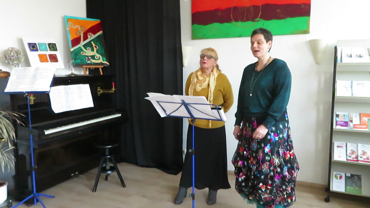 Inge and Mathilde singing today at their exhibitio by ingeline-art on ...