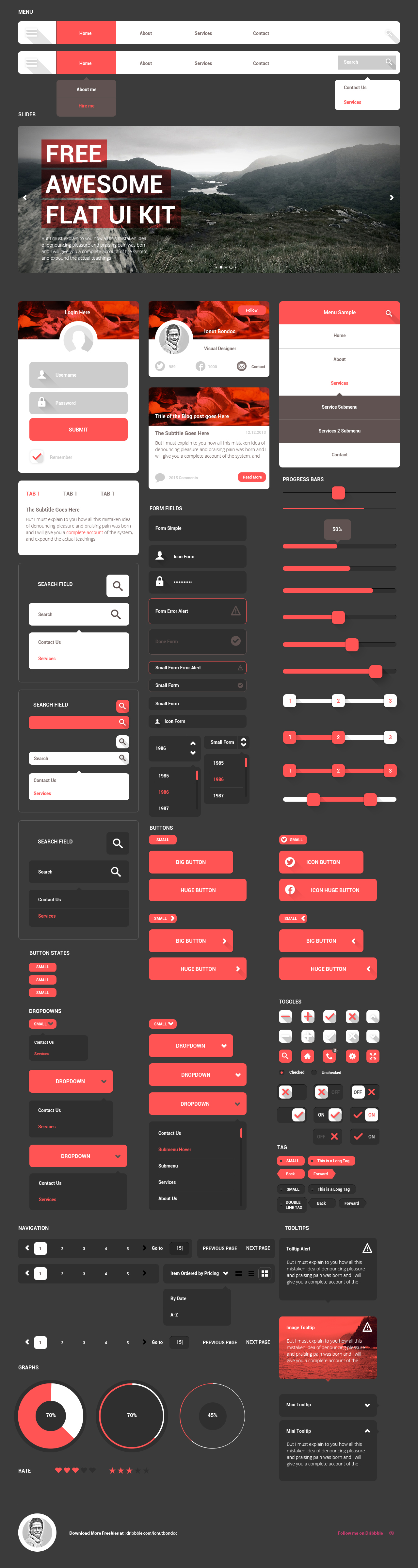 Free Awesome Flat UI KIT WITH PSD by DanooTech on DeviantArt