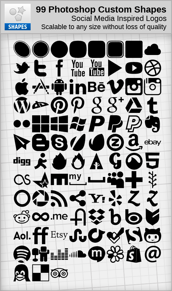 FREE 99 Social Media Shapes by hassified on DeviantArt