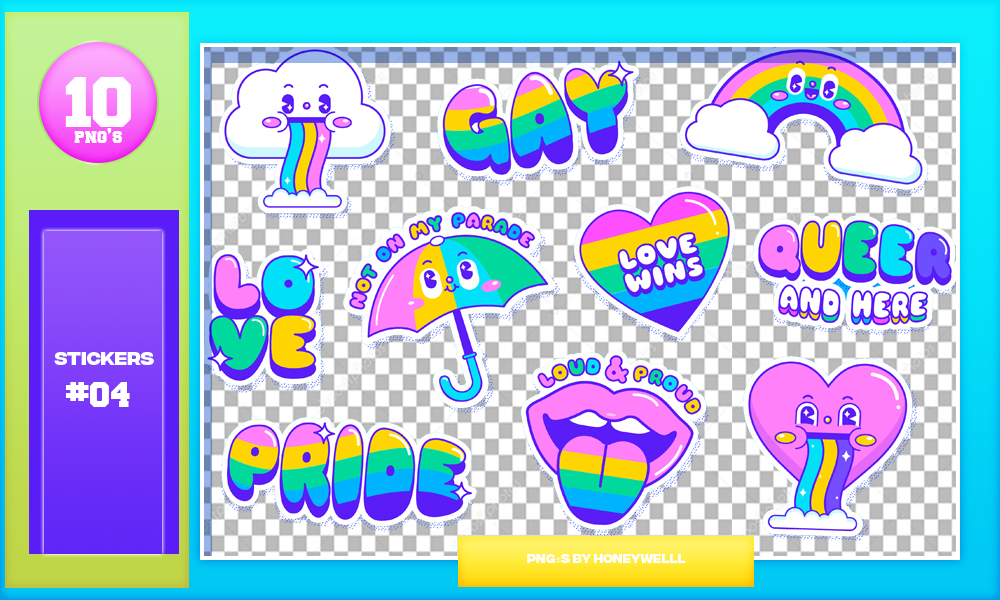 Pack PNG - Pride Stickers #04 by Honeywelll on DeviantArt