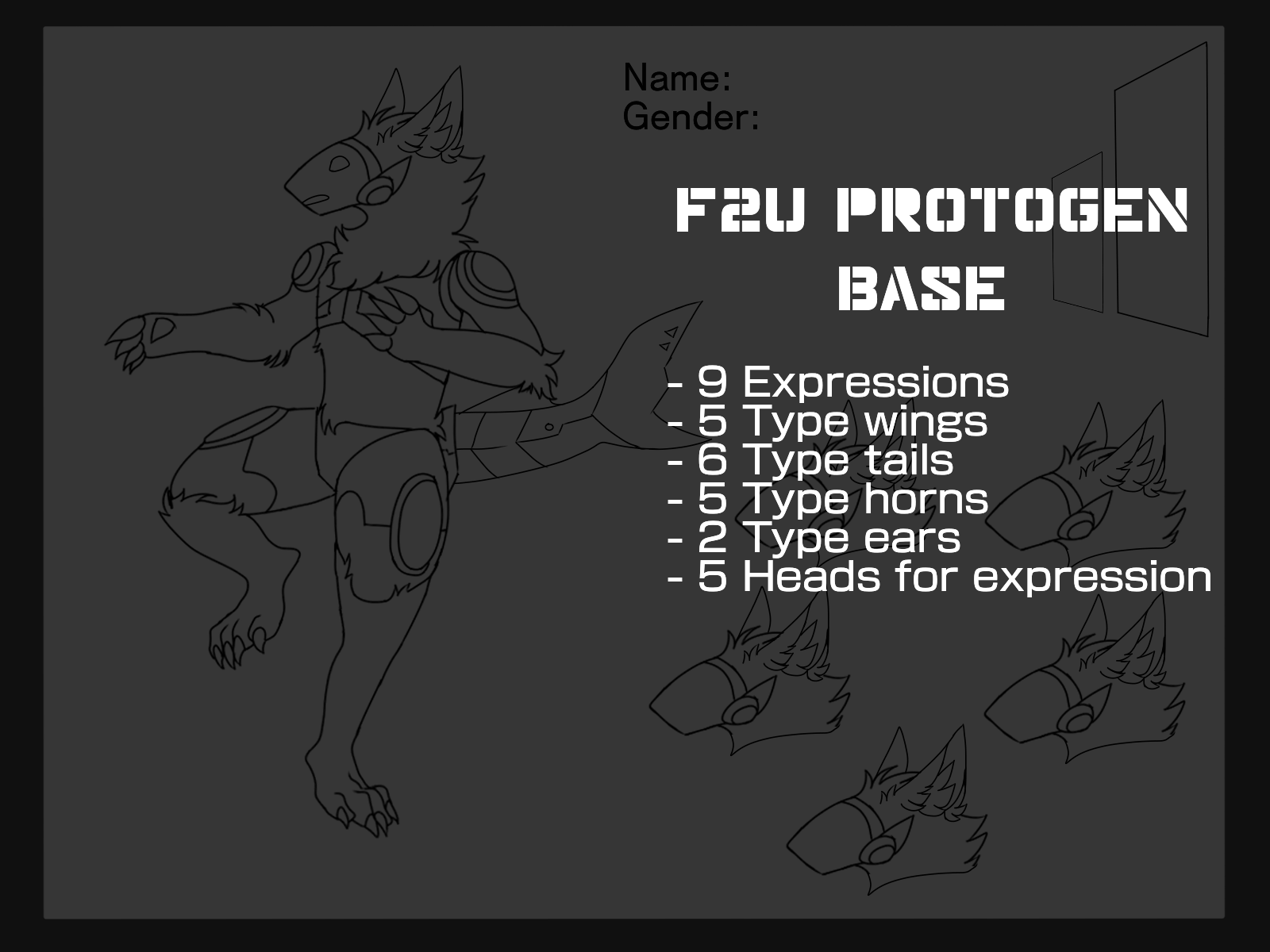 Protogen base | F2U by YU09l on DeviantArt