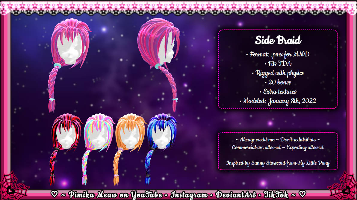 {MMD} Hair ~ Side Braid {DL P2U} by Pimika-Meaw on DeviantArt