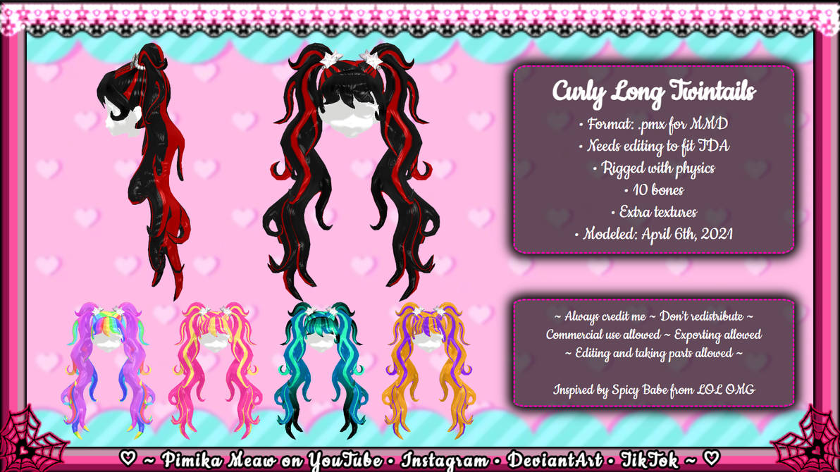 {MMD} Hair ~ Curly Long Twintails {DL P2U} by Pimika-Meaw on DeviantArt