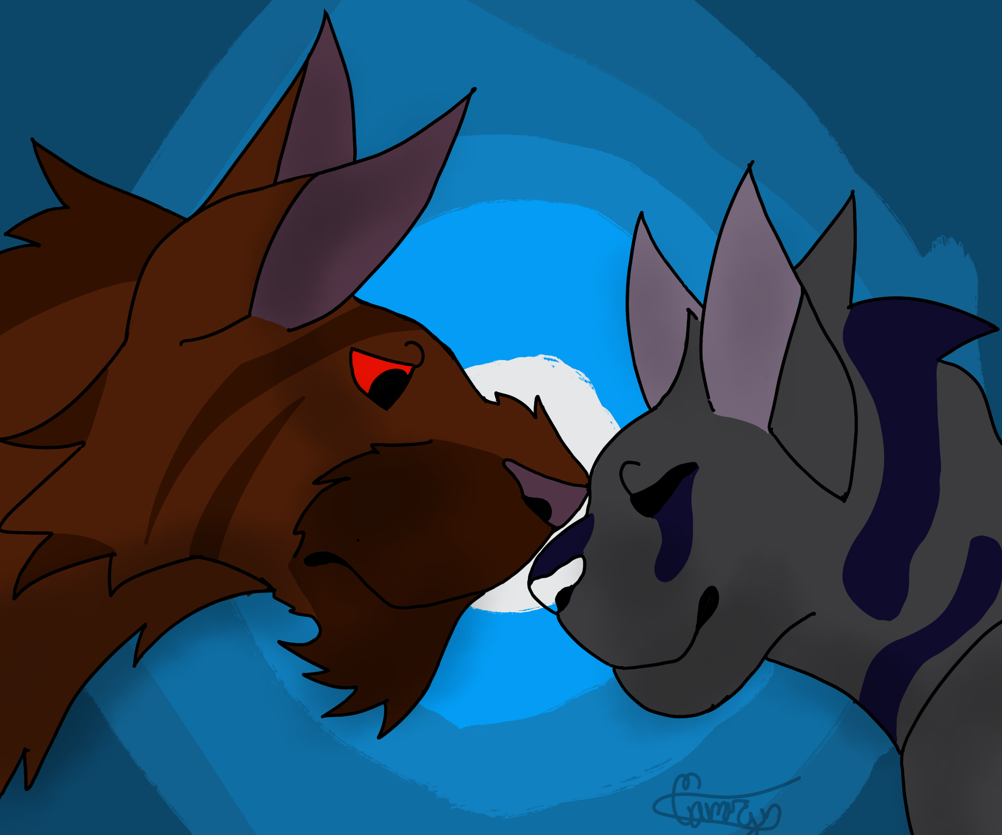 Two cats by lilRat13 on DeviantArt