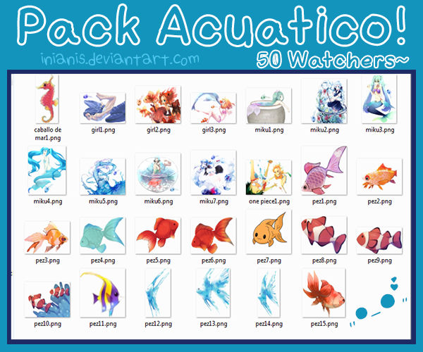 [Pack] Acuatico - 50 watchers!!! by Inianis on DeviantArt