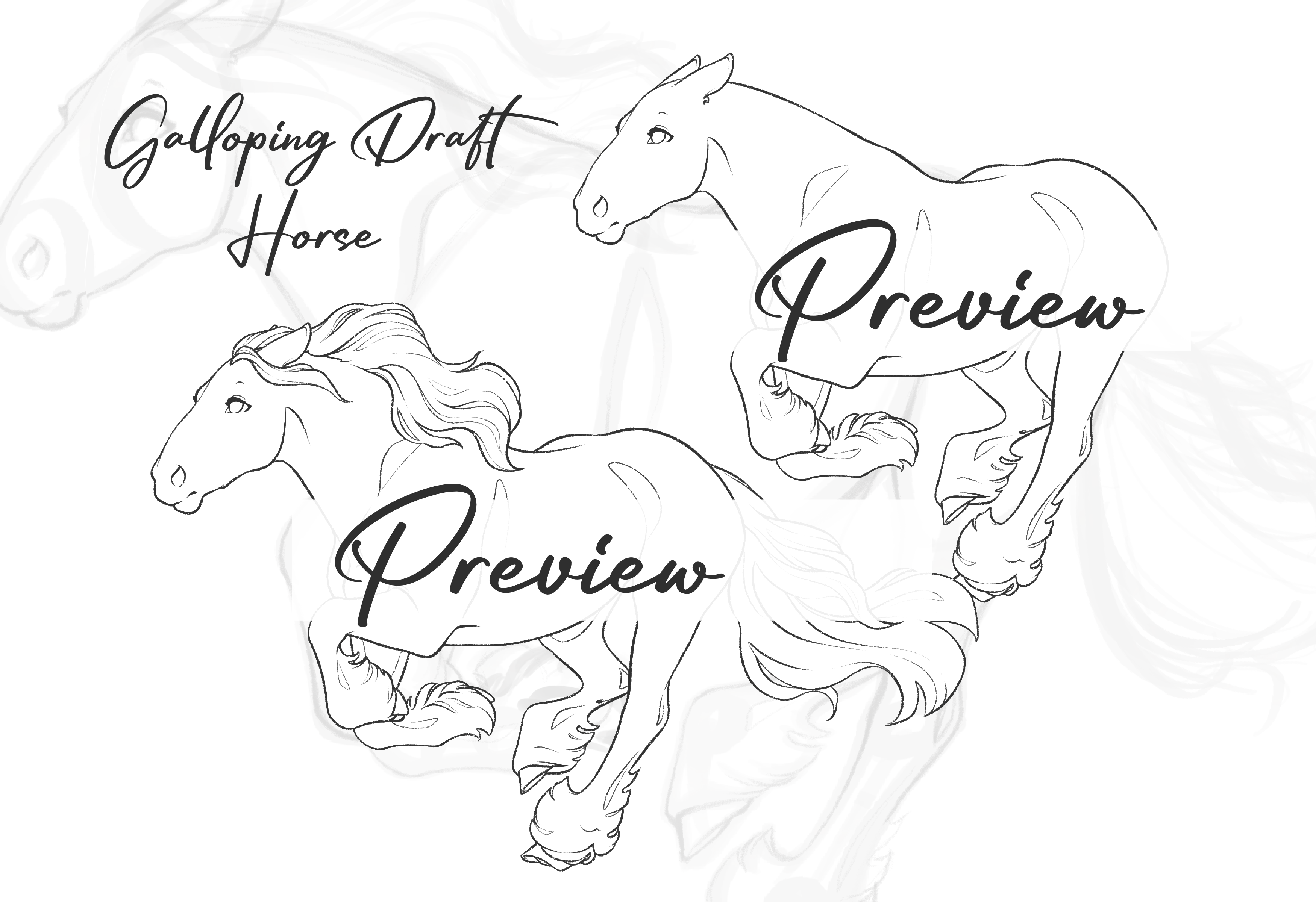 Galloping Draft Horse | base by artsycactuss on DeviantArt