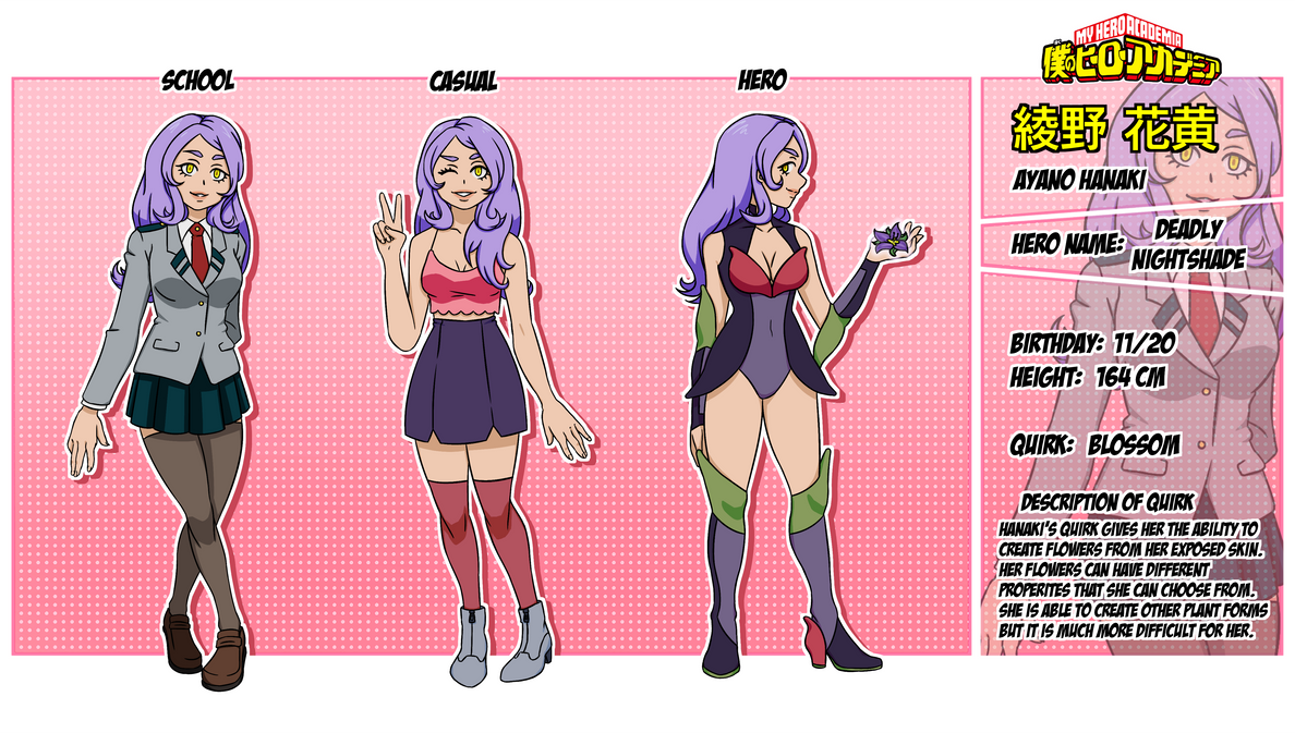Ayano Hanaki Character Sheet ~ MHA/BNHA OC by NovoProcaine on DeviantArt Ayano Hanaki Character Sheet ~ MHA/BNHA OC by NovoProcaine on DeviantArt
