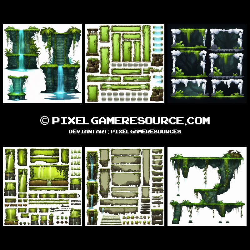 136 Tilemap 2D Video Game Assets Jungle Bundle 24 by PixelGameResources on DeviantArt