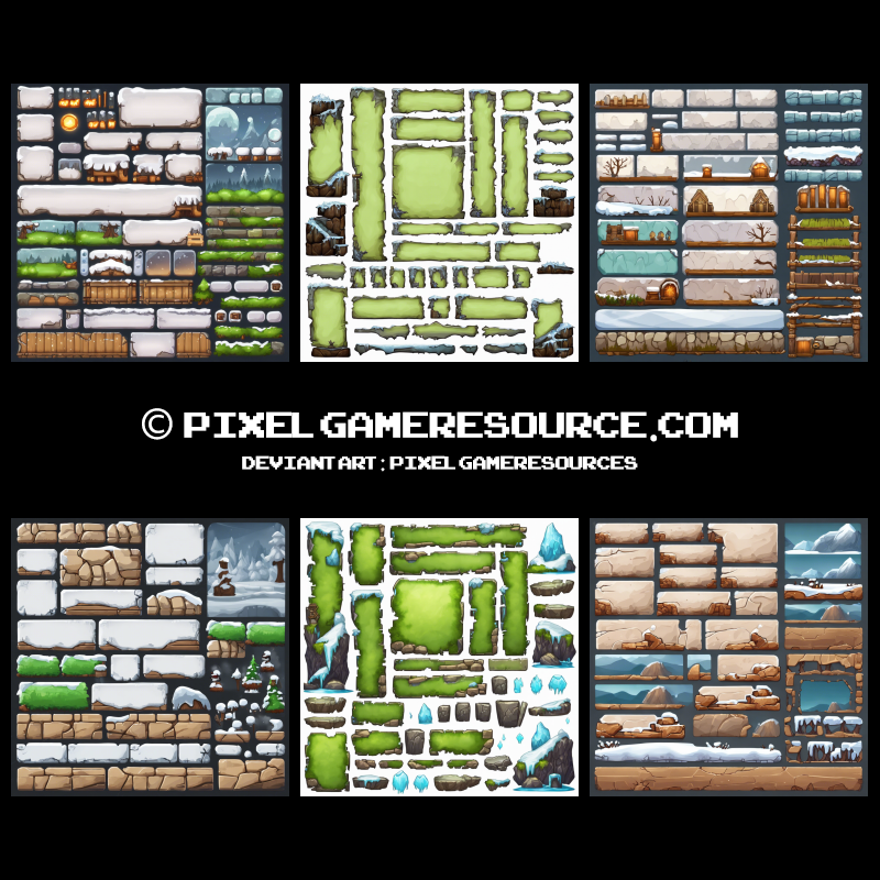 195 Tilemap 2D Video Game Assets WINTER Bundle 24 by PixelGameResources on DeviantArt