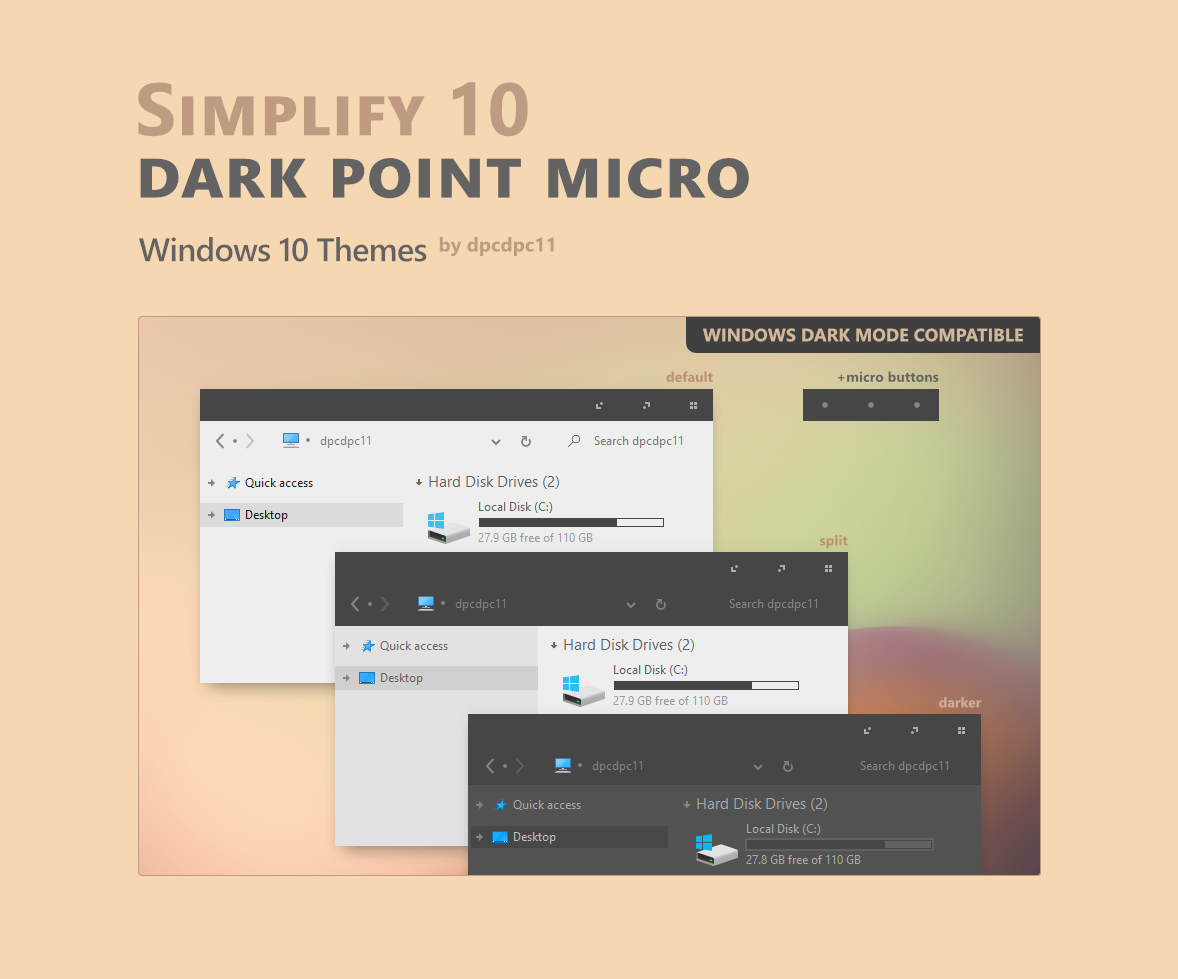 Simplify 10 Dark Point Micro - Windows 10 Themes by dpcdpc11 on DeviantArt