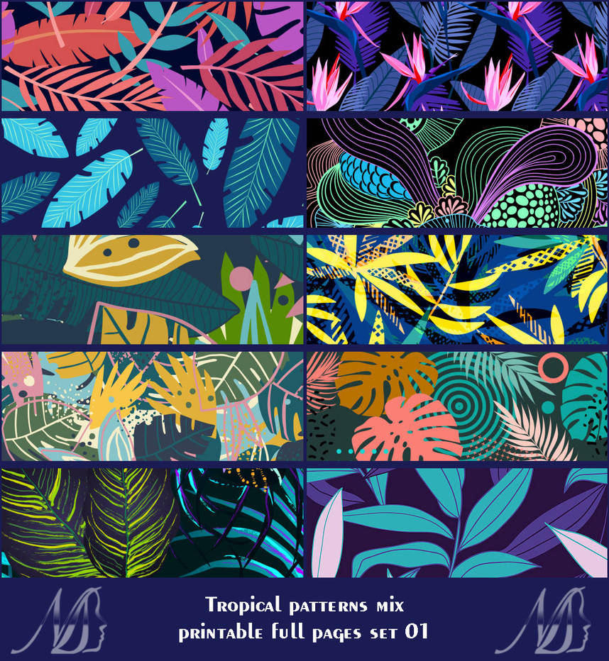 Tropical pattern mix - free printable set 1 by NicoleDesign79 on DeviantArt