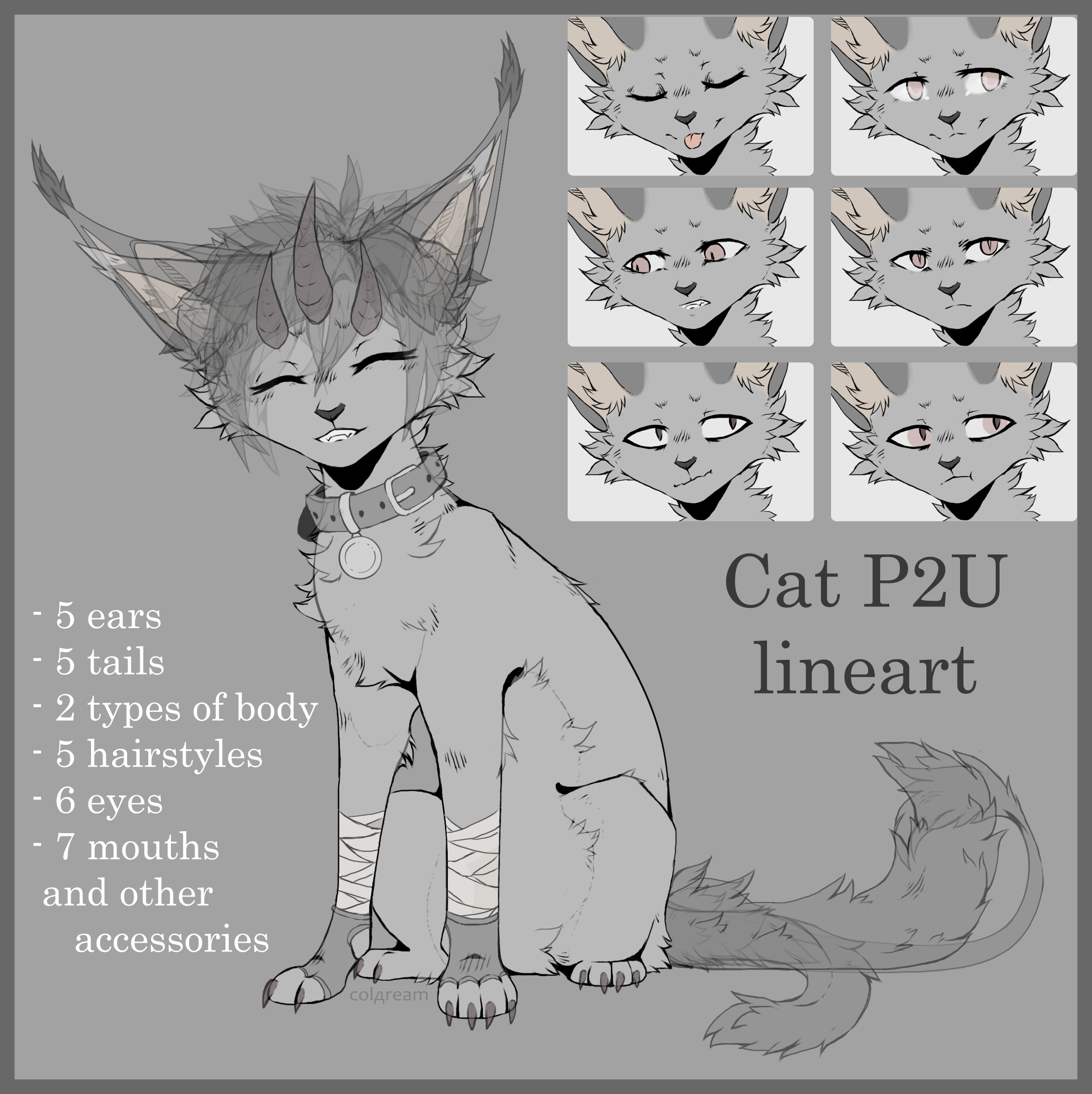 Cat P2U Lineart by LostInForgottenDream on DeviantArt