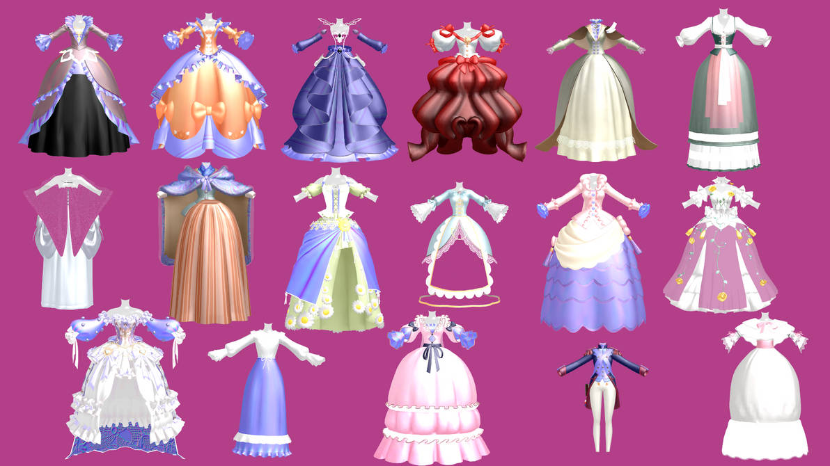 MMD Set of Dresses - Princess Time by StarHaloSky on DeviantArt
