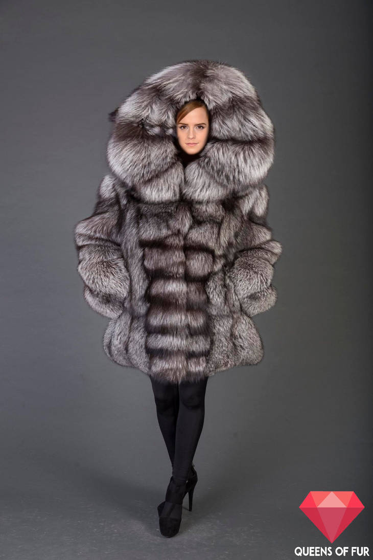 Emma Watson in silver fox fur coat by Queens-Of-Fur on DeviantArt